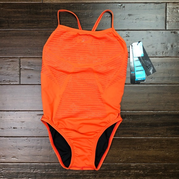 Speedo | Swim | Speedo Hot Orange Hydralign Cross Back Swimsuit | Poshmark